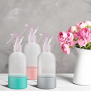 Honeydak 3 Pieces Silicone Sleeve Bottom Base Accessories for 16 oz Spray Bottles Anti Slip Cosmetic Spray Bottom Cover Washable Rubber Bottom Base for 12 to 24 oz Water Bottles (Pink, Blue, Grey)