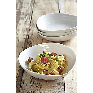 Portmeirion Sophie Conran White Pasta Bowl | Set of 4 | Large Serving Bowls for Soup or Salad | 9 Inch | Made from Fine Porcelain | Microwave and Dishwasher Safe