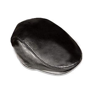 m metellıno METELLINO, Men's Leather Flat Cap, Newsboy Cap, Black Ivy Hats