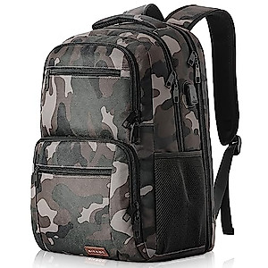 BIKROD Travel Laptop Backpack, School Backpacks for Teen Boys Water Resistant Back Pack with USB Charging Port, Business Anti Theft Durable Computer Bag Gifts Fits 15.6 Inch Laptop-Camouflage