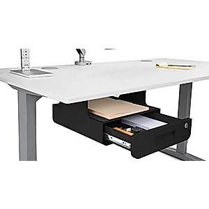 UPLIFT Desk Locking Under Desk Drawer with Shelf (Black)