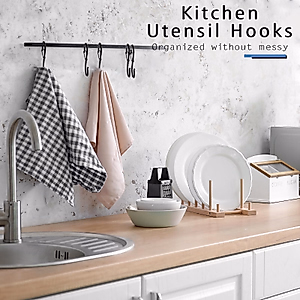 ADIIL 10 Pcs S Hooks for Hanging with Safety Buckle, Heavy Duty Metal S Shaped Closet Hooks for Hanging Plants, Kitchen Utensils, Jeans, Bags, Pots, 3.75 Inch, Black