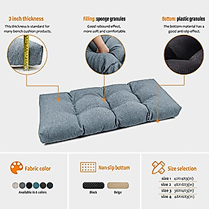 RULAER Indoor/Outdoor Tufted Bench Cushion 36x14'' for Patio Furniture Soft Comfortable Window Seat Cushions for Multi-Scene Durable Non-Slip Washable Garden Patio Swing Furniture Pads,Grey