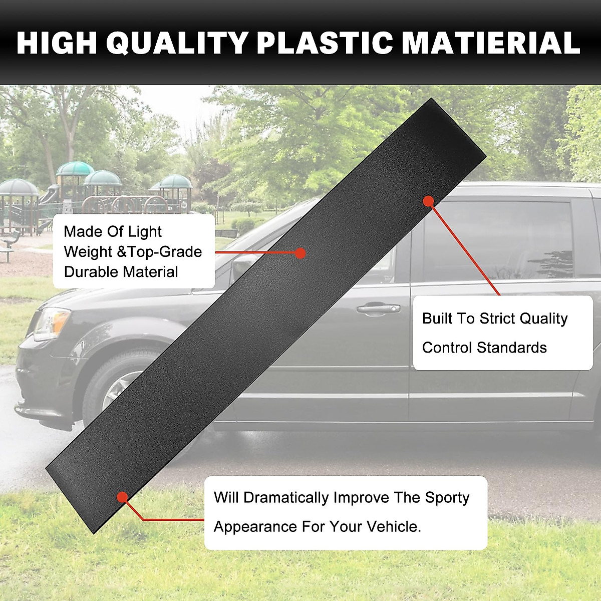 USTAR Black B Pillar Trim Molding Fit for Chrysler Town Country 2008-2016 Dodge Grand Caravan 2008-2020 926-446 5020664AD 5020664AC 926-445 Left Right Pair