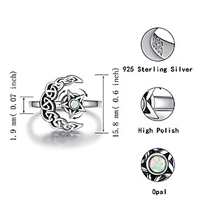 oGoodsunj Fidget Spinner Rings for Women Sterling Silver Moon Star Lotus Ring Stress Relieving Calm Ring Jewelry Gifts for Daughter (Celtic Moon Star)