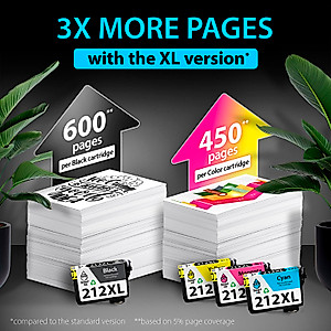 Smart Ink Remanufactured Ink Cartridge Replacement for Epson 212 Ink Cartridges 212XL T212 XL to use with Workforce WF-2830 WF-2850 XP-4100 XP-4105 (Black & Cyan/Magenta/Yellow 4 Combo Pack)
