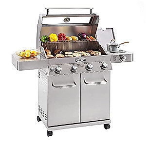 Monument Grills Larger Convertible 4-Burner Natural Gas Grill Stainless Steel Cabinet Style Propane Grills with Conversion Kit(2 Items)