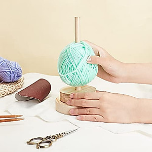 PH PandaHall Wood Yarn Holder with Twirling Mechanism, 1 Set Classic Wooden Spinning Yarn Thread Holder 10x19.9cm/3.9x7.8" Rotatable Skein Holder for Knitting Embroidery, Dia 12mm Stick, Burlywood