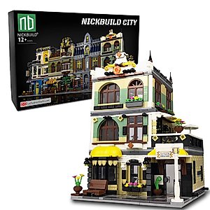 Nickbuild Street Roman Restaurant MOC Building Blocks Toy, Towns Series Kits, Collectible Play Model Set and Building City Toys for Kids and Teens (1186 PCS)