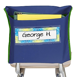 Really Good Stuff Store More Deep-Pocket Chair Pockets – 6 Pack – Navy/Green