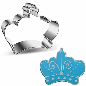 Large Size Crown Shaped Cookie Cutter, Stainless Steel Queen/King/Prince/Princess Crown Cookie Cutter, 4.6 Inches (Model 1)