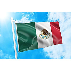 DMSE Mexico Mexican MX Pride Flag 2X3 Ft Foot 100% Polyester 100D Flag UV Resistant (2' X 3' Ft Foot)