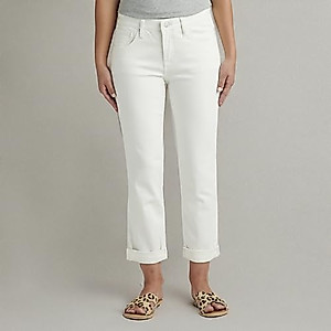 JAG Jeans Women's Carter Mid Rise Girlfriend Jeans, White 1, 10