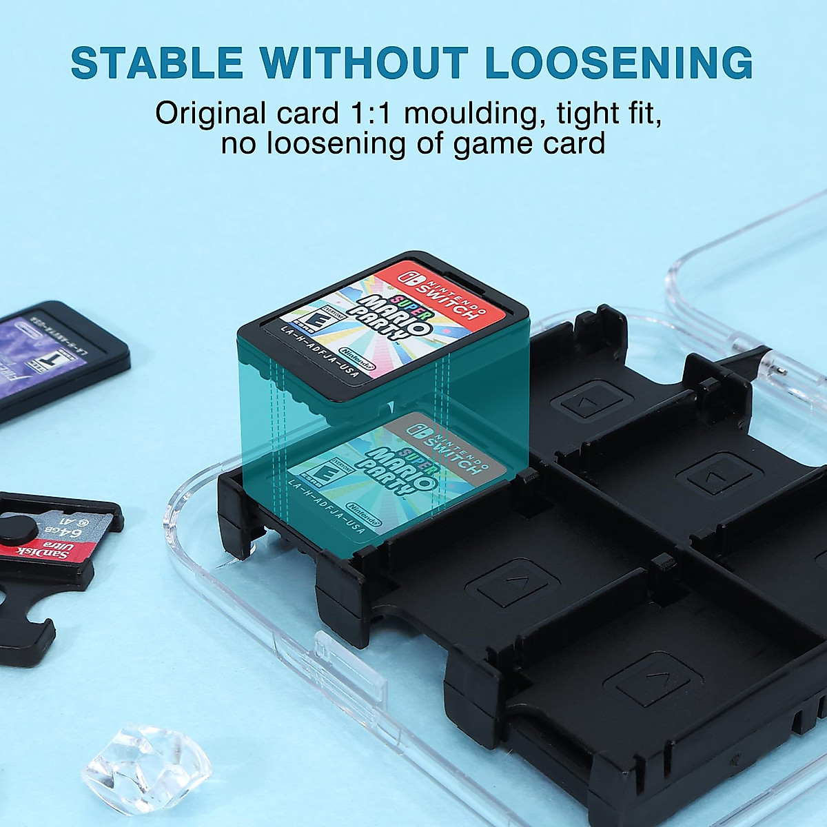 DLseego Game Card Case for Switch Lite/Switch/Switch OLED, Switch Game Cartridge Memory Card Portable Storage Box with 12 Game Card Slots and 2 Micro SD Card Slots and 1PCS Black Chain-Yellow Dog
