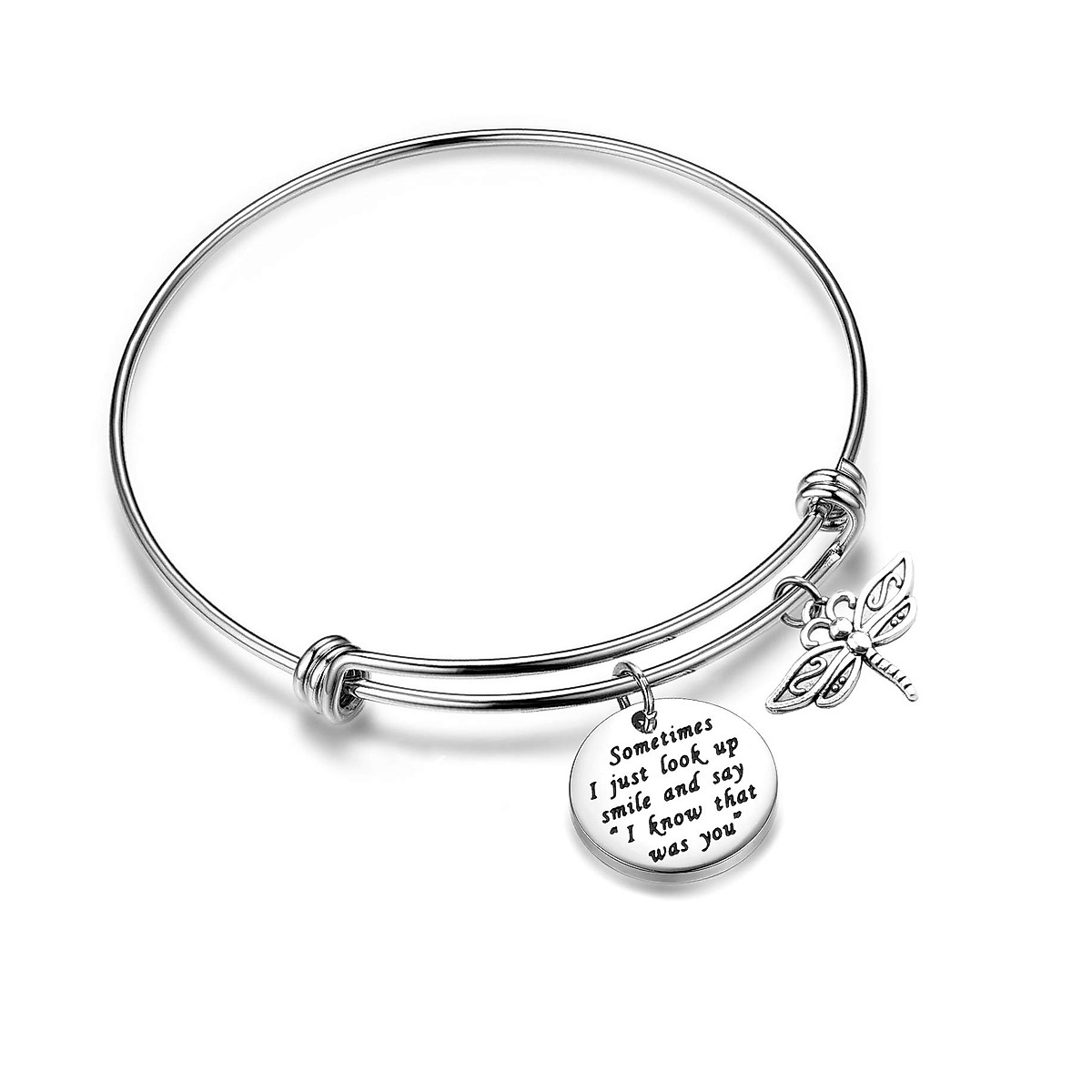 Dragonfly Memorial Gifts Bracelet Sometimes I Just Look Up Smile and Say I Know That was You Memories Jewelry (Dragonfly Bracelet)