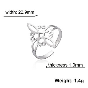 TEAMER Witches Knot Ring Stainless Steel Witchcraft Celtic Love Knot Ring for Women Geometric Celtic Knot Pendant Vintage Jewelry (Witches Knot -Silver)