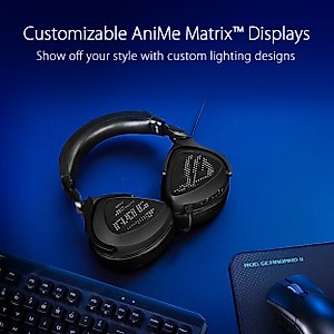 ASUS ROG Delta S Animate Gaming Headset | Customizable AniMe Matrix LED Display, AI Noise-Canceling Mic, Hi-Res ESS 9281 Quad DAC, Lightweight, USB-C, For PC, Mac, PS5, Switch and Mobile Devices,Black