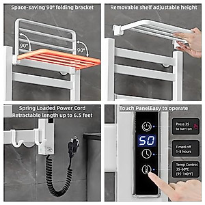 Heated Towel Rack, Electric Towel Warmer for Bathroom, Wall Hot Towel Warmer 10 Bar Touch Control, Timing, Temperature Display (10 Bar - 38in)