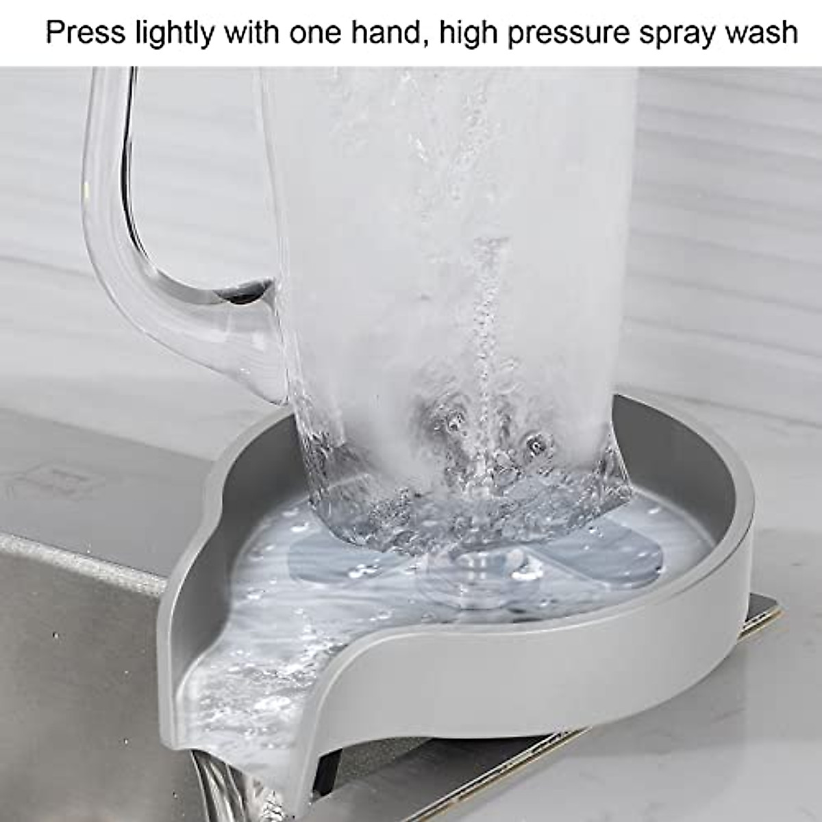 Glass Rinser, High Pressure Stainless Steel Sink Glass Washer Five Hole Nozzle All Round Spray for Kitchen (Silver)