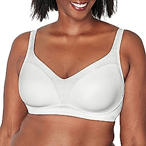 Playtex Women's Bounce Control, Coverage Convertible Wireless T-Shirt, Full-Support Wirefree Bra, White, 40DDD