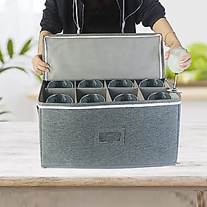 Boczif Wine Glass Storage Cases, Stemware Storage Chest Boxes with Dividers, Glassware Storage Containers Holds 12 Red or White Wine Glasses, Champagne Flutes, Crystal, Drinkware with Label Window