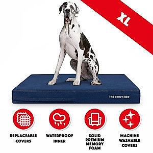 The Dog’s Bed Orthopedic Memory Foam Dog Bed, XXL Blue Denim54x36, Pain Relief for Arthritis, Hip & Elbow Dysplasia, Post Surgery, Lameness, Supportive, Calming, Waterproof Washable Cover