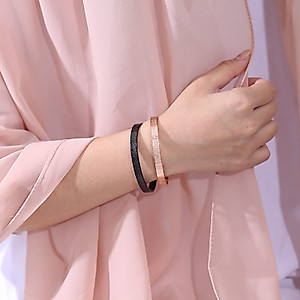 Qitian Islamic Jewelry Gifts for Women Allah Gold Bangles Bracelets Ayatul Kursi Arabic Cuff Bracelet for Women Men Islam Eid Ramadan Gifts （Gold-Thick ）