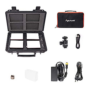 Aputure MC 4-Light Travel Kit, 4 MC RGBWW LED On Camera Lights with Wireless Charge Case CRI/TLCI 96+, Temperature 3200K-6500K, HSI Mode,Support Magnetic Attraction