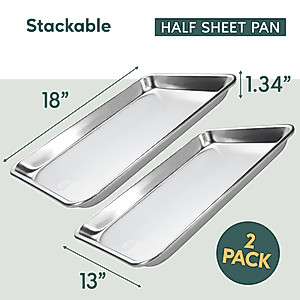 Ultra Cuisine Baking Sheet Pan Set of 2- Professional Bakeware for Roasting, Cooking & More - Food Safe, Warp Resistant, Bake Trays for Oven - Rimmed Half Cookie Sheets for Baking (Aluminum 18 x13")