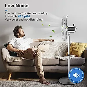 16 Inch Stand Fan, Adjustable Heights, Horizontal Ocillation 75°, 3 Settings Speeds, Low Noise, Quality Made Durable Fan, High Velocity, Heavy Duty Metal For Industrial, Commercial, Residential
