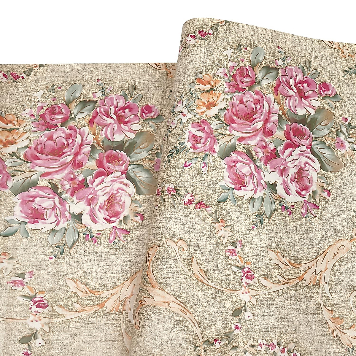 LovingWay 14.7 Feet Wallpaper Roll Floral Shelf Liner 17.7x177 Inch Self-Adhesive Dresser Drawer Covering Paper DIY Makeup Organizers Boxes Yellow Rose