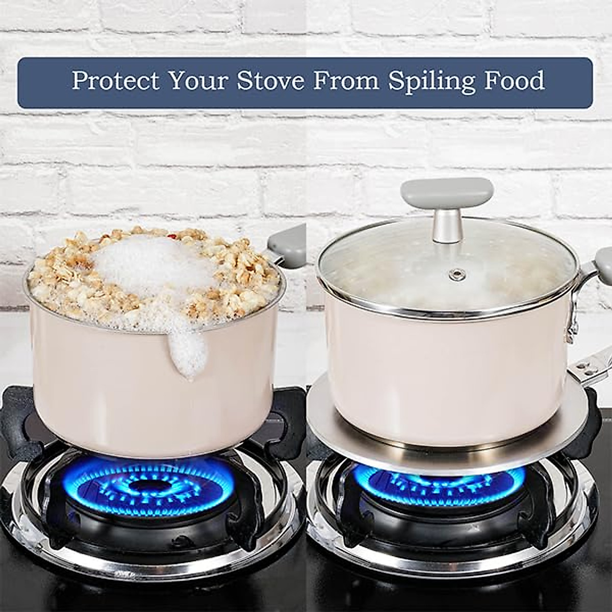 ACTIV CUISINE 9.45 Inch Heat Diffuser Stainless Steel Induction Diffuser Plate for Electric Gas Stove Glass Induction Cooktop Heat Diffuser with Detachable Handle, Protects Pot Cookware Accessories