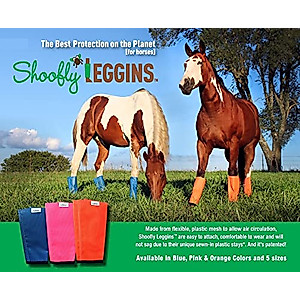 Shoofly Horse Leggins, Patented Loose Fitting Fly Boots, Prevent Fly Bites, Reduce Stomping, Stress & Fatigue, Breathable Plastic Mesh (Blue/Yearling)
