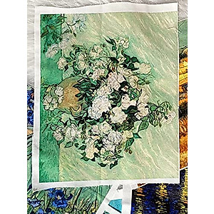 7 pcs of 20x25cm Cotton Twill Fabric Printed Painting of Van Gogh Cotton Twill Fabric for Sewing,Twill Fabric for Making Bags, Quilting,Wall Decor,Cotton DIY Sewing Materials Fabric
