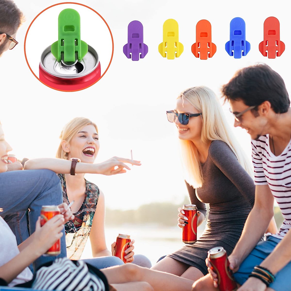 Manual Easy Can Opener [6 Pack], Colored Soda Beer Can Opener Beverage Can Cover Protector, Can Top Ring Opener Tool Drink Shield for Pop, Beer, Coke or Soda