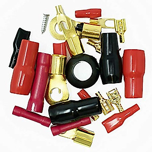 Audiotek 6000 Watts Maximum Power 0 Gauge Car Vehicle Audio Amplifier Installation Kit HOT Red 17 ft Power Cable 150+200A Fuse/All Accessories and Terminal Included RED