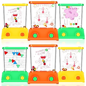 Sumind 6 Pieces Handheld Water Game Miniature Aqua with Fish Basketball Ring Toss Handheld Toys New Year Fun Gifts Travel Games for Kids & Adults(Chic Style)