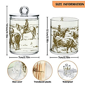 Kigai 2PCS Glass Qtip Holder,Cow Boys Apothecary Jars Bathroom Accessories Bathroom Canisters Organizer Countertop Q Tip Holder