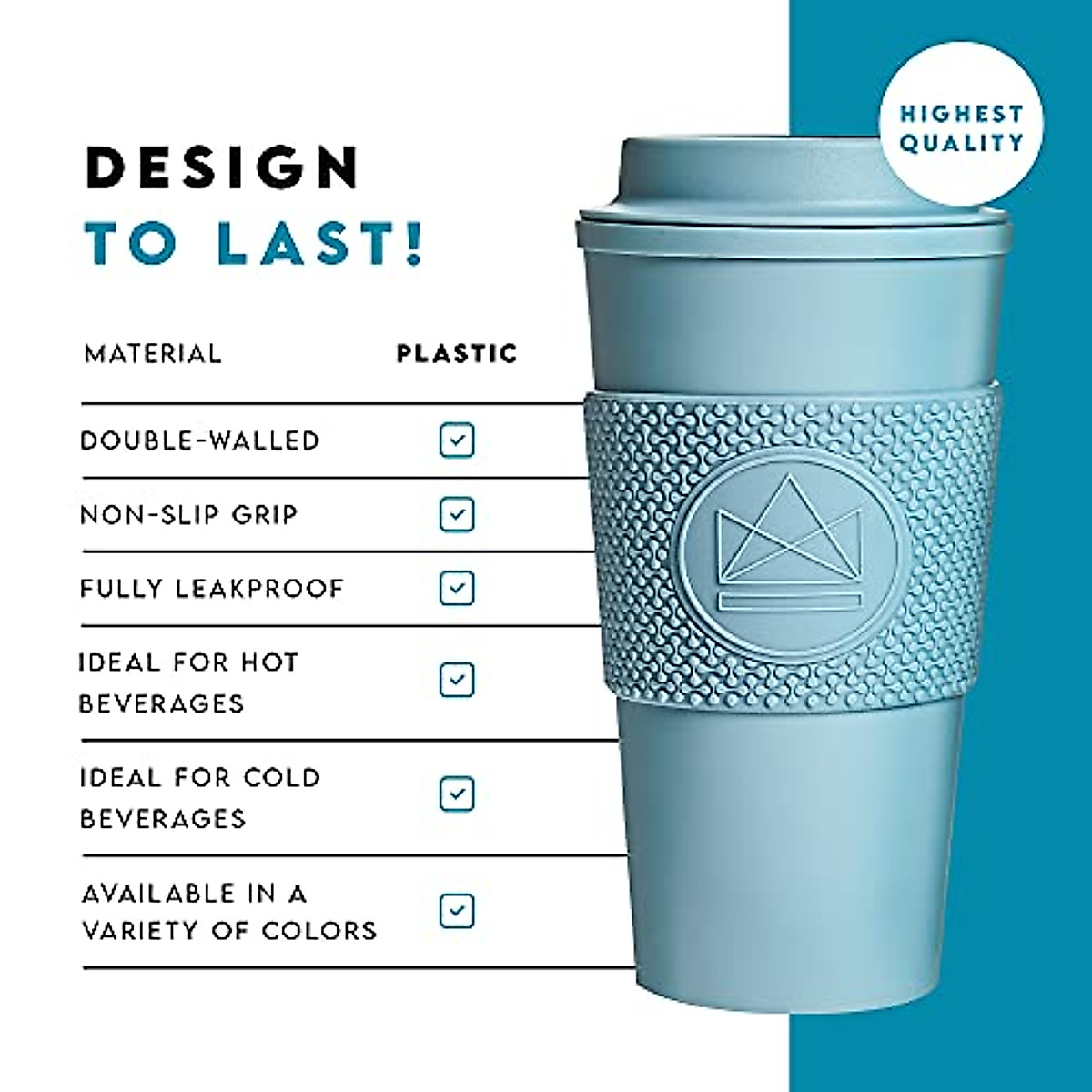 Neon Kactus - Double-Walled Coffee Cup, Reusable Coffee Cup with Resealable Lid, Food-Grade Silicone Seal and Sleeve, Insulated Coffee Tumbler, Leakproof Travel Mug, Recyclable, Super Sonic, 16oz