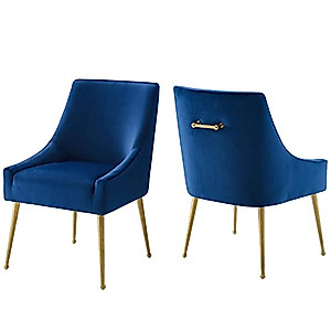 Modway Discern Upholstered Performance Velvet Dining Chair Set of 2, Navy