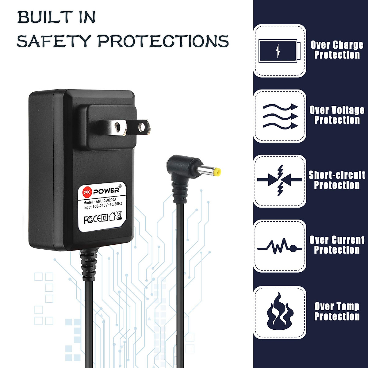 PKPOWER 5V AC Adapter for Tascam PS-P520 DP-008EX DP-006 DP-004 DR-1 DR-07 GT-R1 MP-BT1 MP-GT1 CD-BT2 CD-GT2 CD-VT2 Kodak Easyshare M853 M883 M753 M341 M340 Zi8 Camera Power Charger