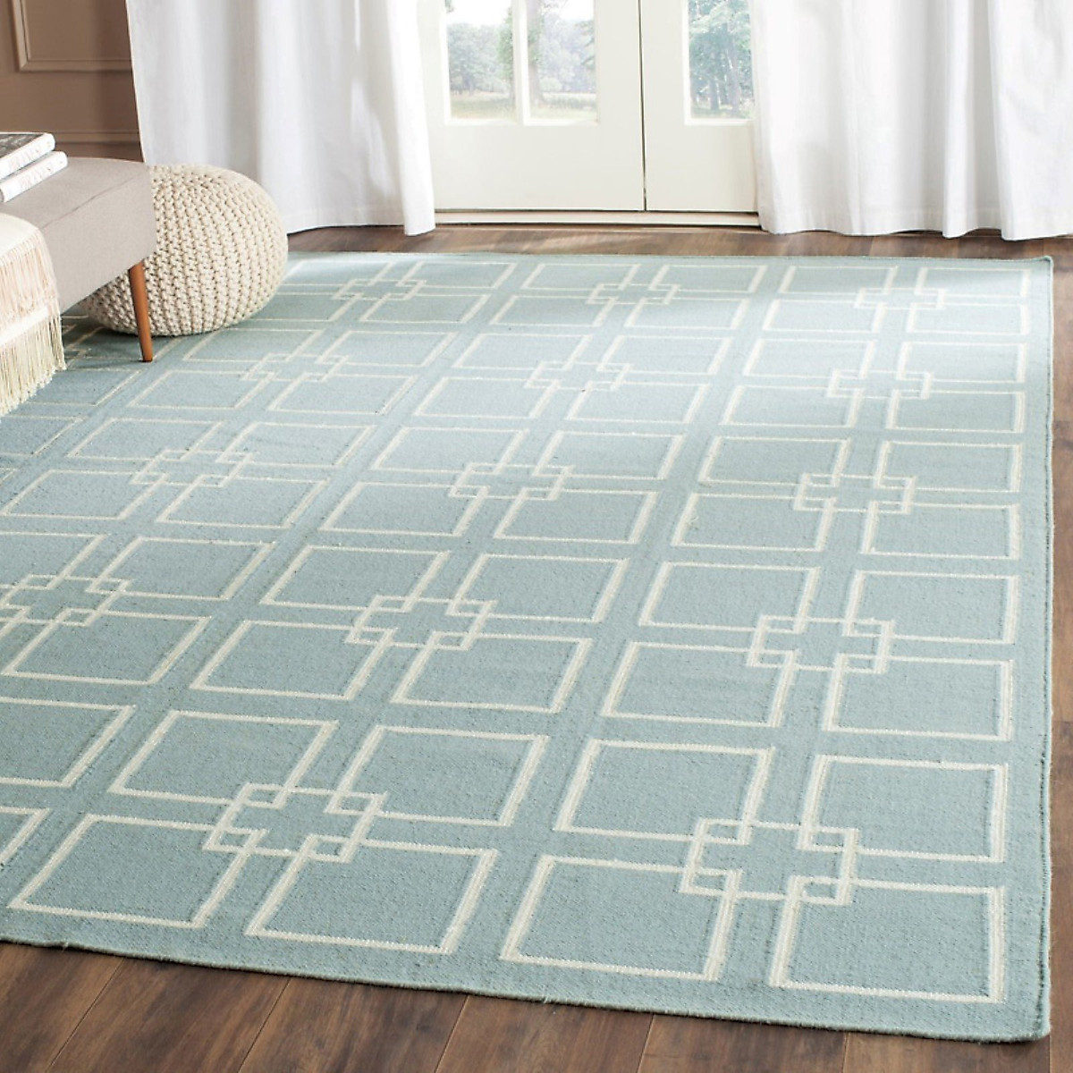 MARTHA STEWART x SAFAVIEH MSR1151C Square, Dance Wool & Silk Area Rug, 8' x 10', Cement Gray