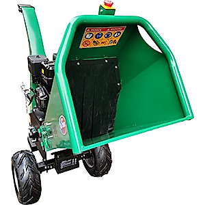 All Power America APWC420E Heavy Duty Durable Chipper Shredder Mulcher w/Electric Start-Max 6" Inch Wood Diameter Capacity Gas Powered, 15HP 420cc, Green
