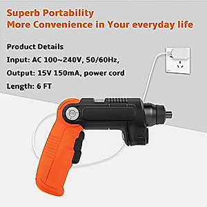 15V 90627870-01 Hand Drill Charger for Black & Decker Screwdriver Power Adapter Cord BDCSFS30C-CA BDCD8C BDCS20C BDCS50C BDCSFS30C BDCD8BVA