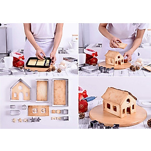 (Set of 10) 3D Cookie Cutter Set for Gingerbread Houses, Christmas Cookie Cutters for Kids, Gift Box Packaging