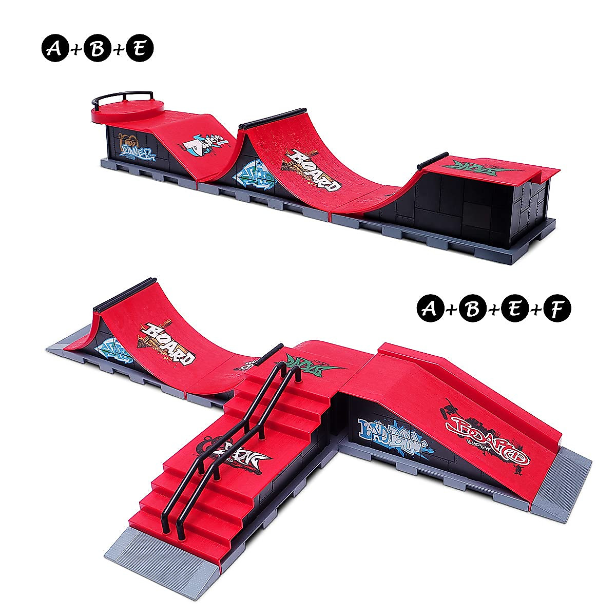 EPOGG Mini Finger Skateboard Ramp Set, Skate Park Kit Ramp with Tools for Fingerboards Training Props Interactive Freestyle Skate Game, Finger Skateboards for Adults & Kids