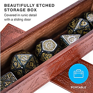 Wiz Dice Titan Dice - Polyhedral Large Dice Set for Tabletop RPG Adventure Games with a Wooden Dice Box - DND Jumbo Dice Set, Suitable for Dungeons and Dragons Dungeon Master