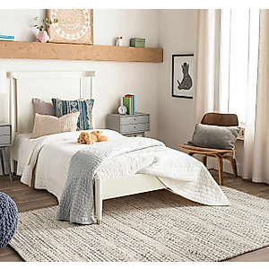 Hauteloom Williford Natural Fiber Contemporary Living Room Bedroom Area Rug - Moroccan Farmhouse -100% Wool - Handmade Handwoven Carpet - Bohemian No Pile - Black, Cream, Beige - 5' x 7'6"