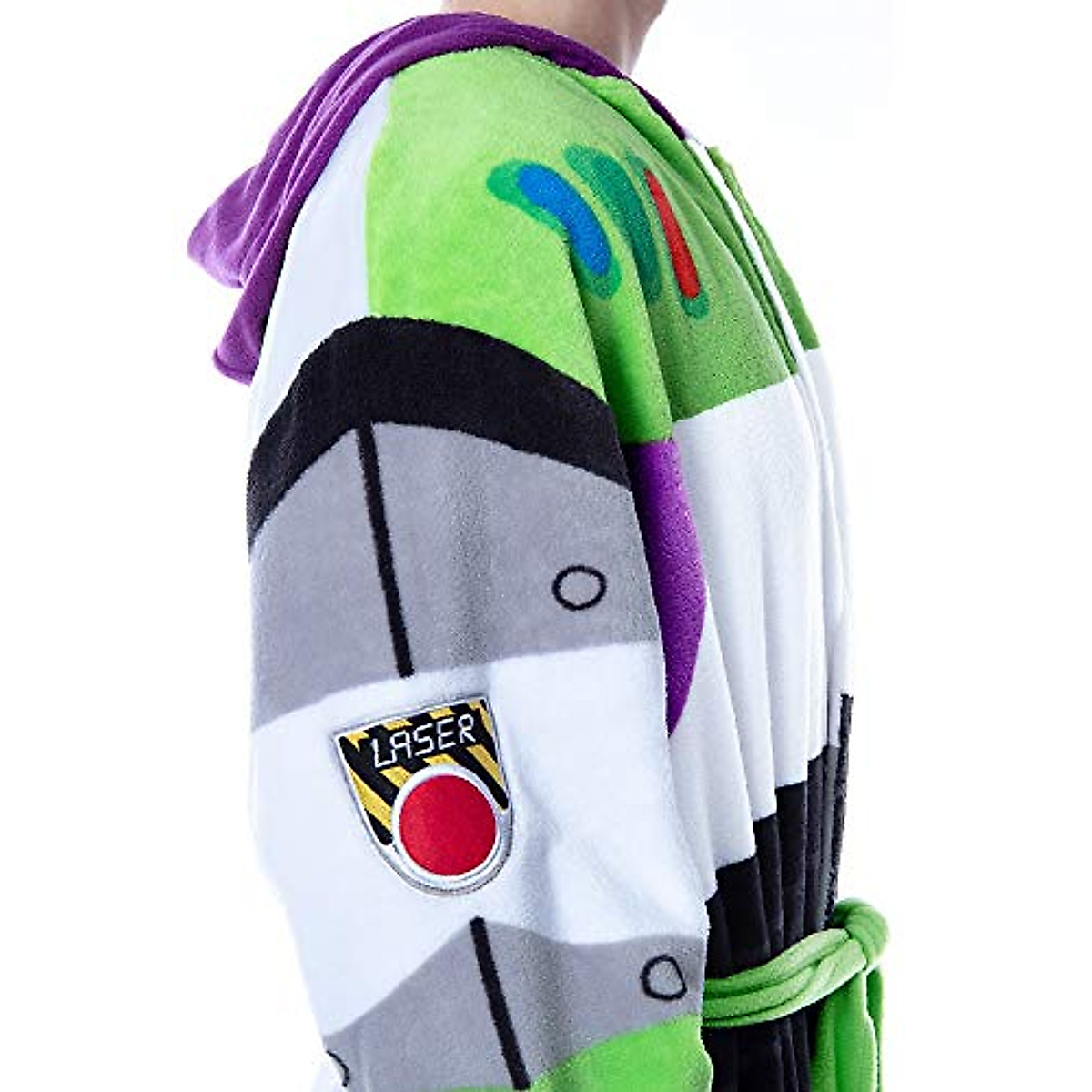 Disney Men's Toy Story Buzz Lightyear Costume Ultra-Soft Fleece Plush Hooded Robe Bathrobe (2X/3X)