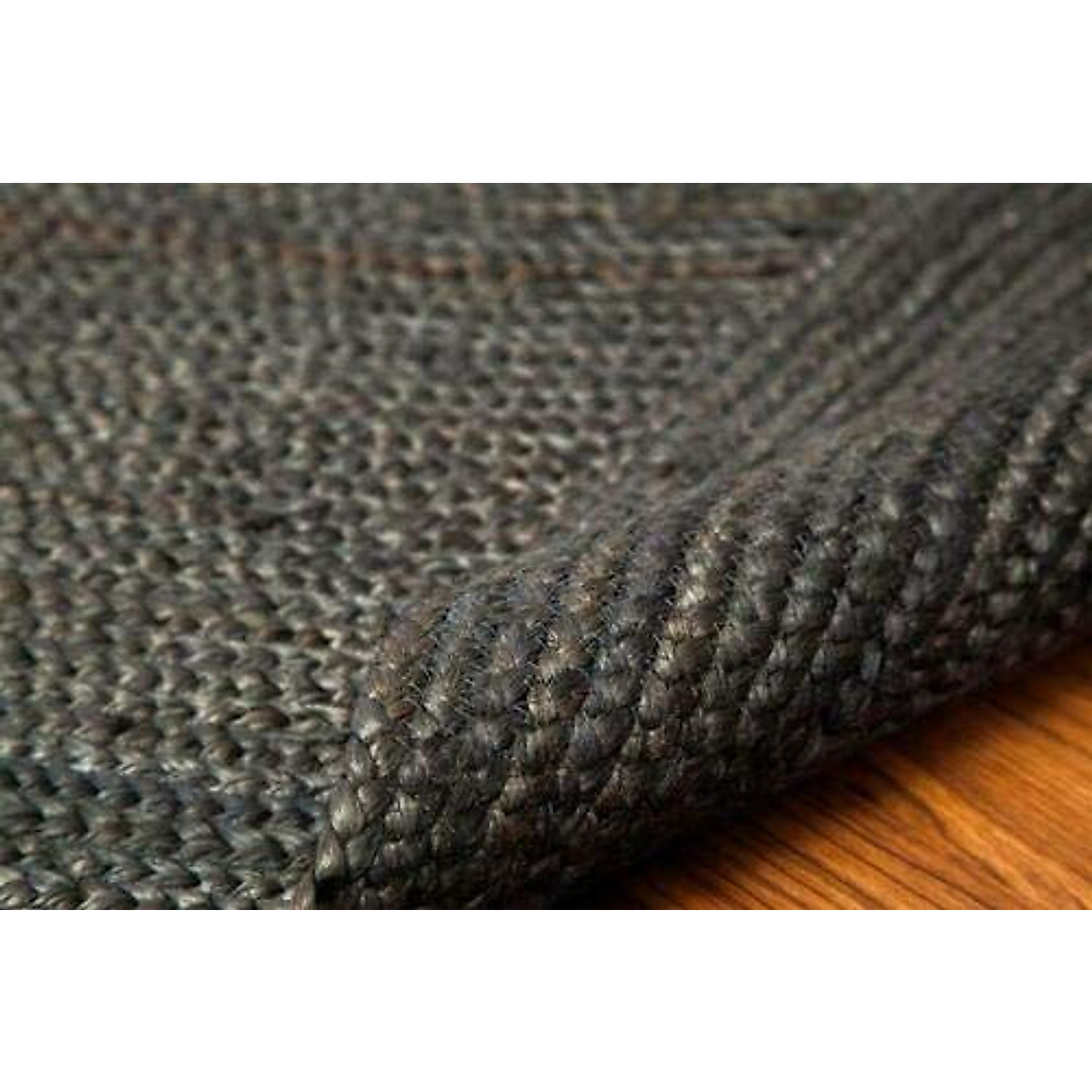 THE PIKKU INTERNATIONAL - Rug Round Natural Jute Hand Woven Braided Area Rug Black Color Carpet (132 x 132 Inch (11 Feet Round))